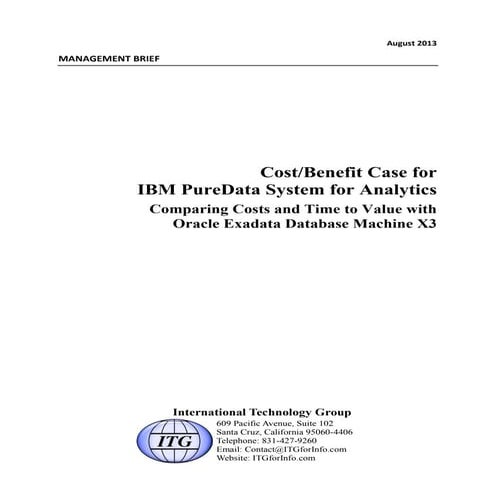 Cost/Benefit Case for IBM PureData System for Analytics | PDF
