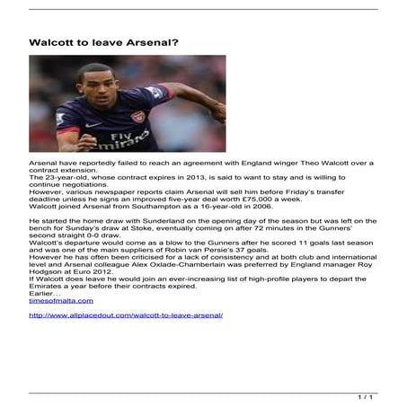 Walcott to leave Arsenal? | PDF