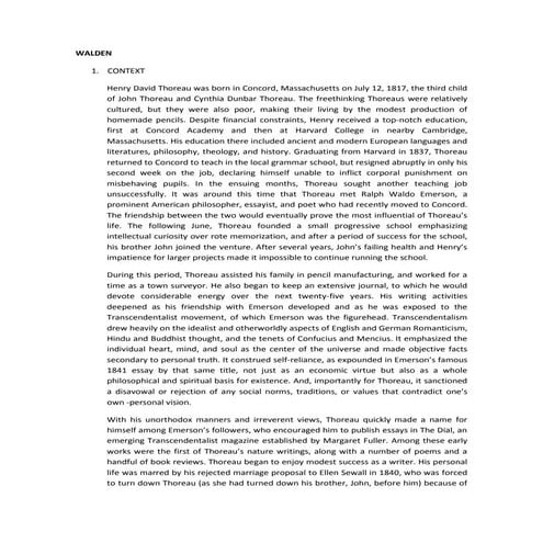 Walden - Summary | DOCX