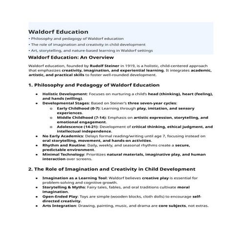 Waldorf Education philosophy and pedagogy | DOCX