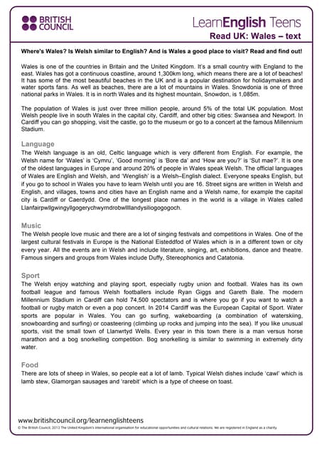 Wales (student presentation) | PPTX