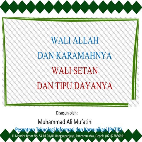 wali Allah dan karamahnya wali setan dan tipu dayanya | PPTX
