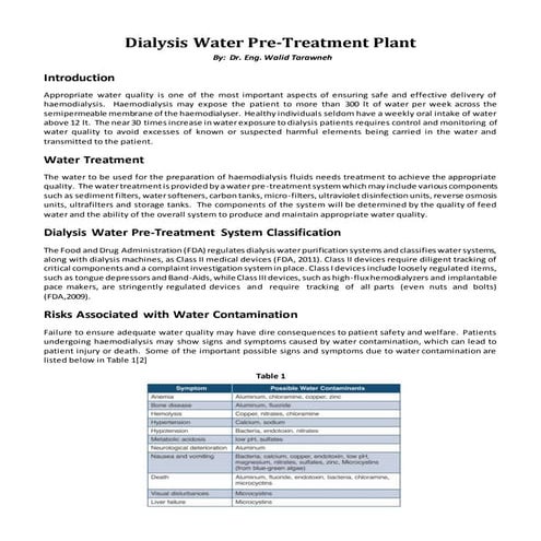 Dialysis Water Treatment | DOCX