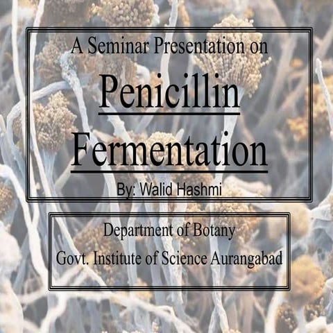Penicillin Fermentation Process (Industrial production of Penicillin ...
