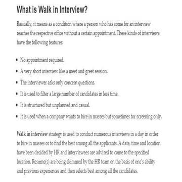 What is Walk in Interview | PDF