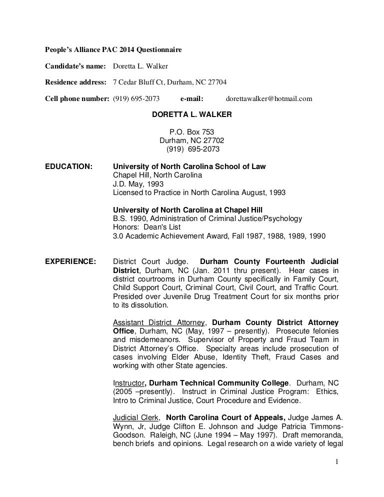 Doretta Walker 2014 PA-PAC Questionnaire