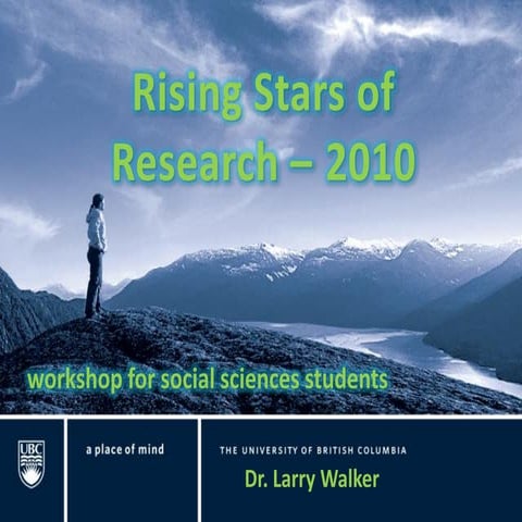Rising Stars of Research 2010 - Workshop: Becoming a successful ...