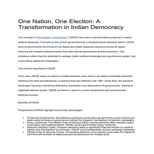 One Nation, One Election: A Transformation in Indian Democracy.docx