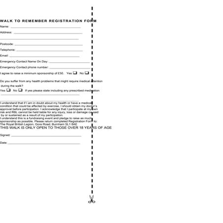 Walk to remember registration form | DOCX