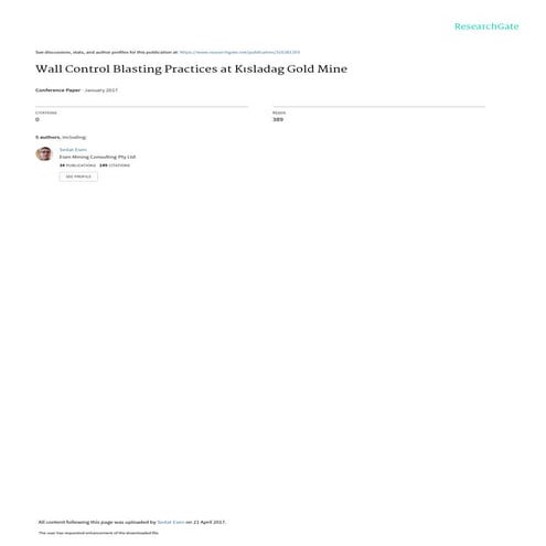 Wall control blasting practices at ksladag gold mine | PDF