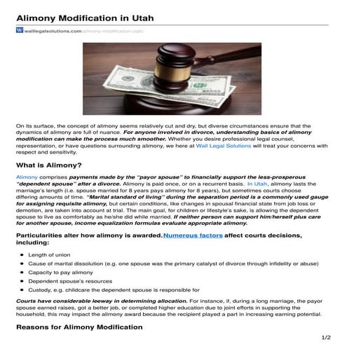 Alimony Modification in Utah | PDF