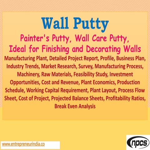 Wall Putty, Painter's Putty, Wall Care Putty, Ideal for Finishing and ...