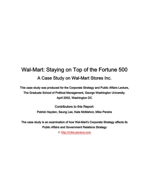 A Case Study Of Wal-Mart. | PDF