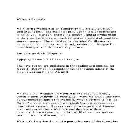 Walmart ExampleWe will use Walmart as an example to illustra.docx