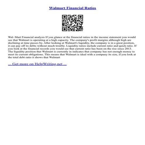 Walmart Financial Ratios | PDF