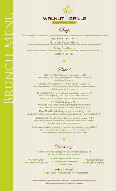 Walnut grille dinner menu | PDF