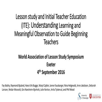 Review of use of learning and observation in ITE lesson study | PPTX