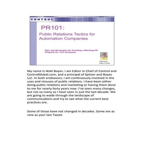 PR101- effective marketing and public relations for the automation industry | PDF | Marketing ...
