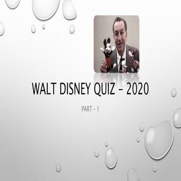Walt Disney Quiz - 2020 - Part - 1 | PPT