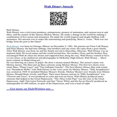 Walt Disney Speech | PDF