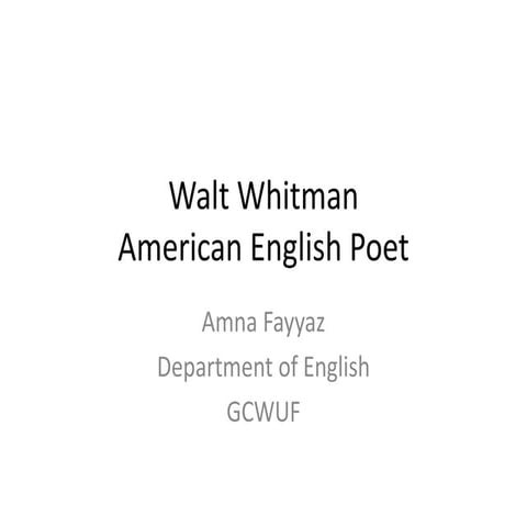 Walt whitman introduction | PPTX