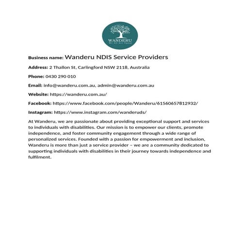 Wanderu NDIS Service Providers Citation Details.docx