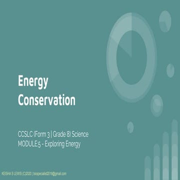 CCSLC Science - Conservation of Energy | PPTX