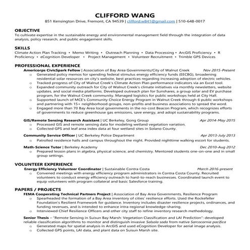 Wang Clifford - Resume | PDF