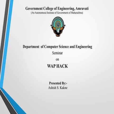 WAP Hack (Windows Password Hacking) | PPTX