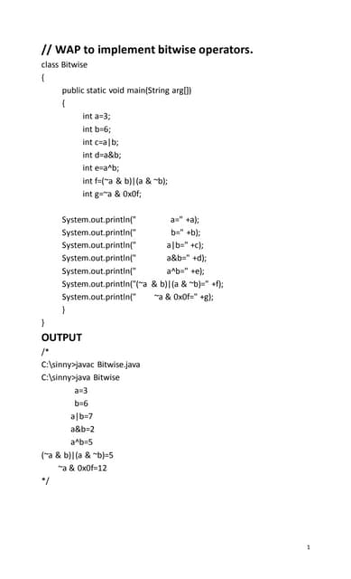 Wap to implement bitwise operators | PDF Wap to implement bitwise operators | PDF
