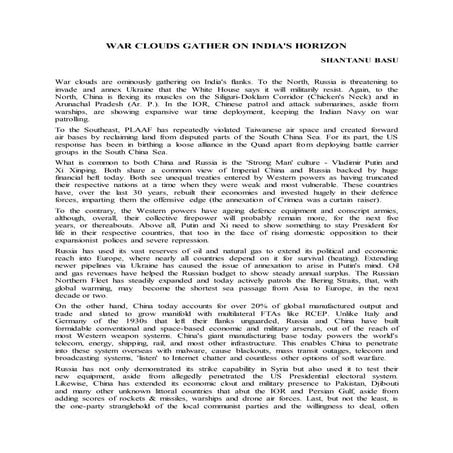 War Clouds gather on India's horizon | DOCX