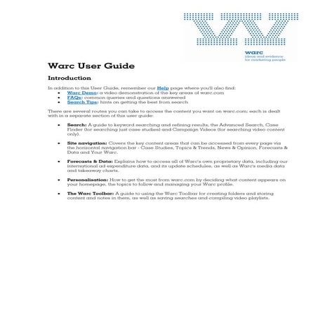 Warc userguide for business users | PDF
