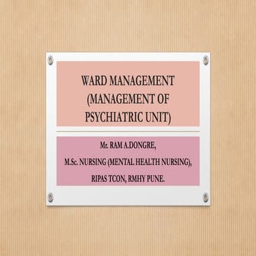 WARD MANAGEMENT ppt Student of nursing in | PPTX