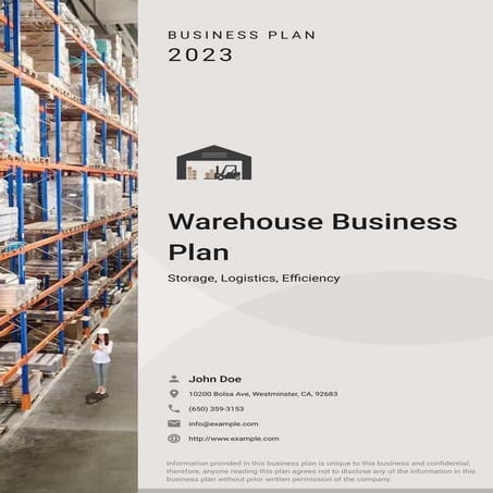 Warehouse Business Plan Example | Upmetrics | PDF