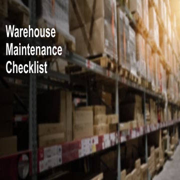 Warehouse Maintenance Checklist eAuditor Audits & Inspections | PPTX