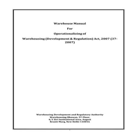 Warehousemanual30012013 | PDF