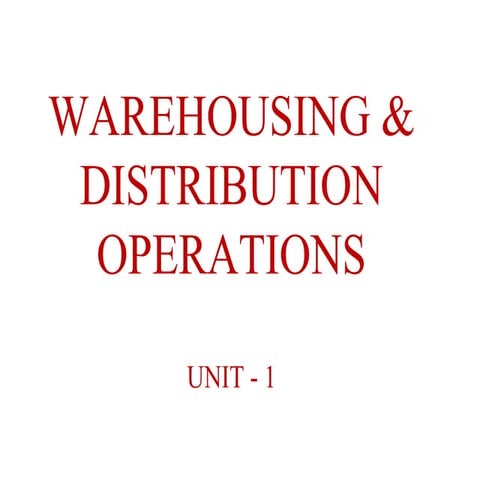 Warehousing unit -1 study material about warehousing | PPT