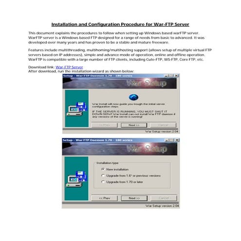 War Ftp Server Configuration Procedures | PDF