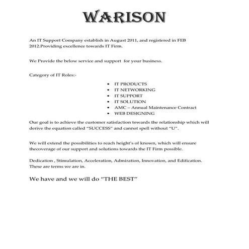 Warison profile | PDF | IT and Internet Support | Internet