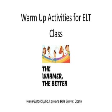 Warm up activities for ELT class | PPTX