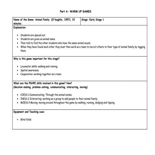 Warm up games | PDF