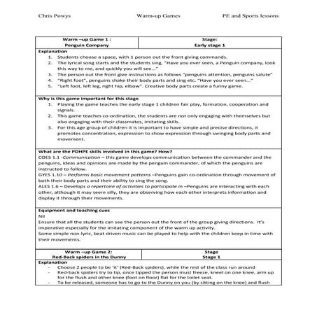 Warm up games for pe and sports lessons | PDF