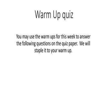 Warm up quiz 10 | PPTX