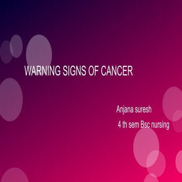 warning signs of cancer.pptx.. Ca lungs, | PPTX