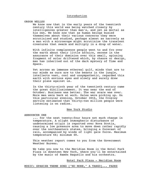 War of the worlds script | DOCX | Weather | Science