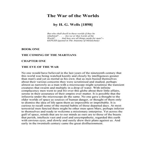 War of the worlds by h.g. welles | PDF