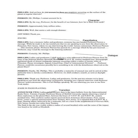 War of the worlds script annotations | DOCX