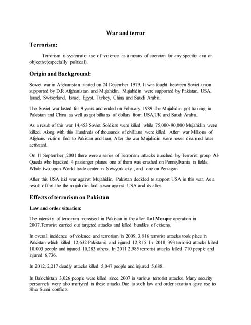 Impact of war on terror on pakistan | PDF