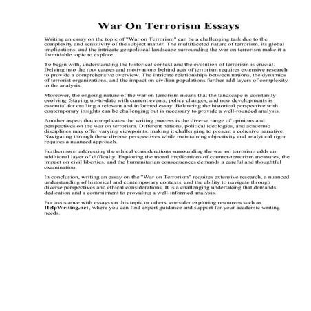 War On Terrorism Essays | PDF
