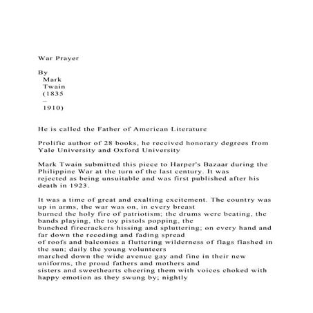 War Prayer By Mark Twain (1835 – 1910) .docx